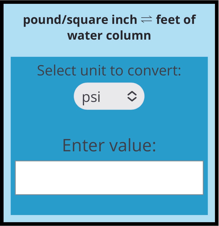 Psi to ftH2O | Pressure Conversion