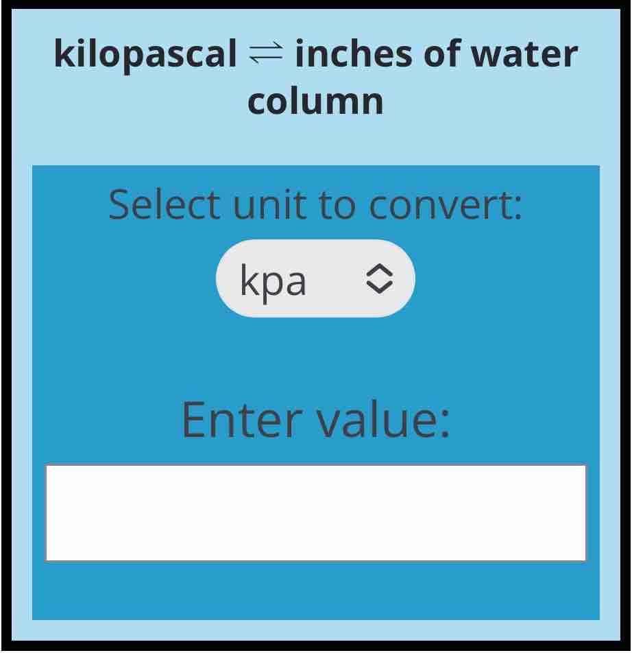 Kpa To InH2O Pressure Conversion