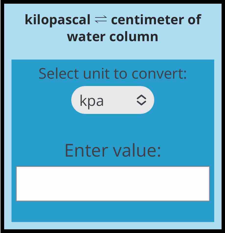 Kpa To CmH2O Pressure Conversion Kpa To CmH2O Pressure Conversion