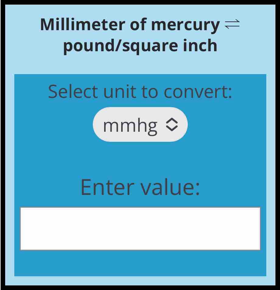 Mmhg To Psi Pressure Conversion