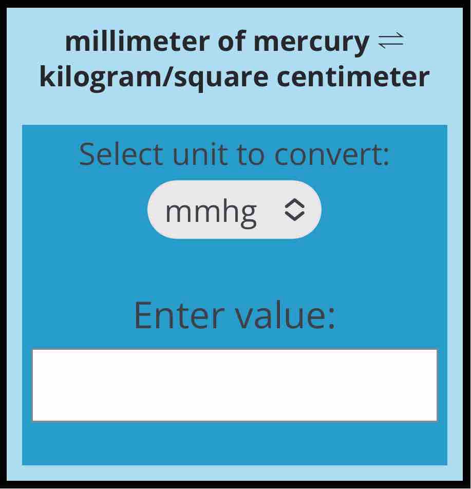 Mmhg To Kg cm2 Pressure Conversion