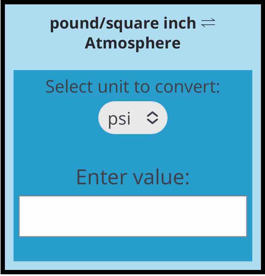 Psi To Atm Pressure Conversion