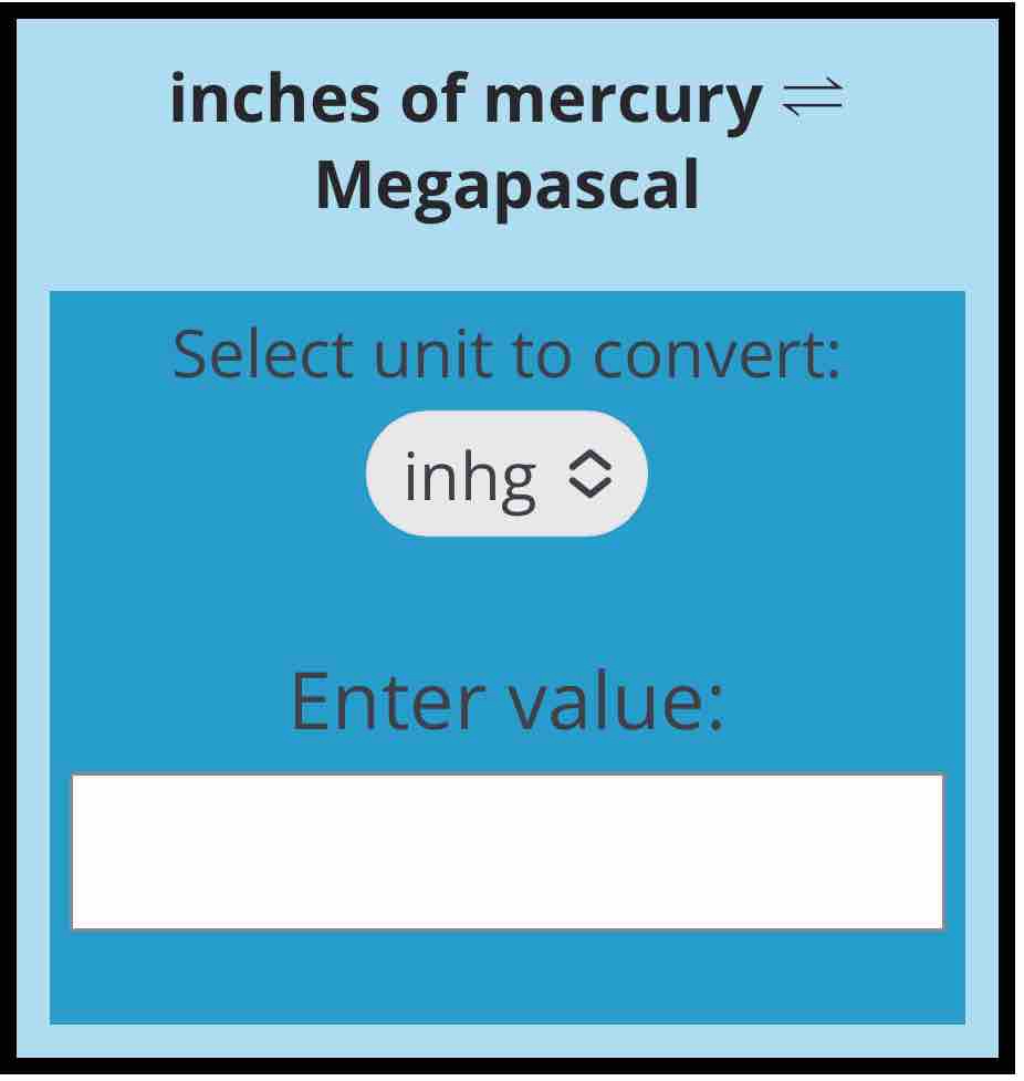 Inhg To Mpa Pressure Conversion