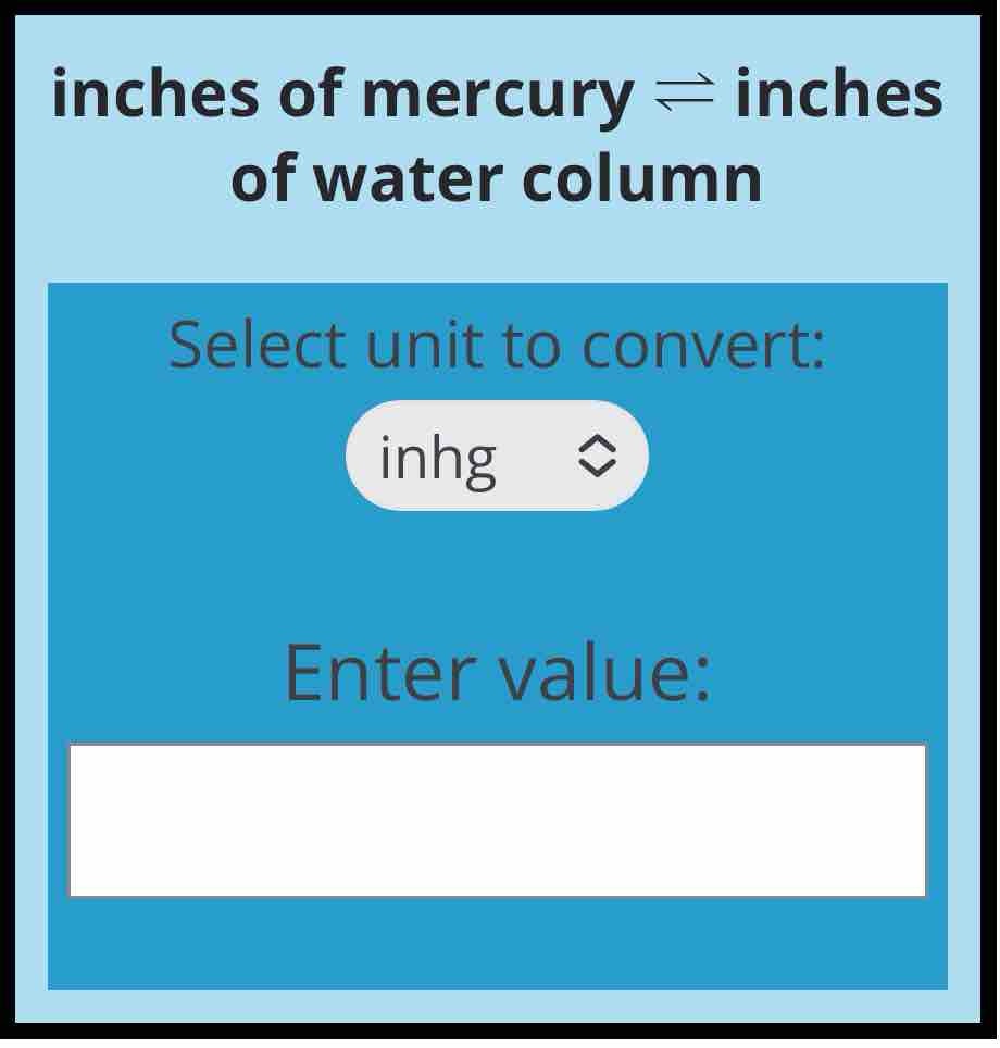 inhg to inH2O | Pressure Conversion