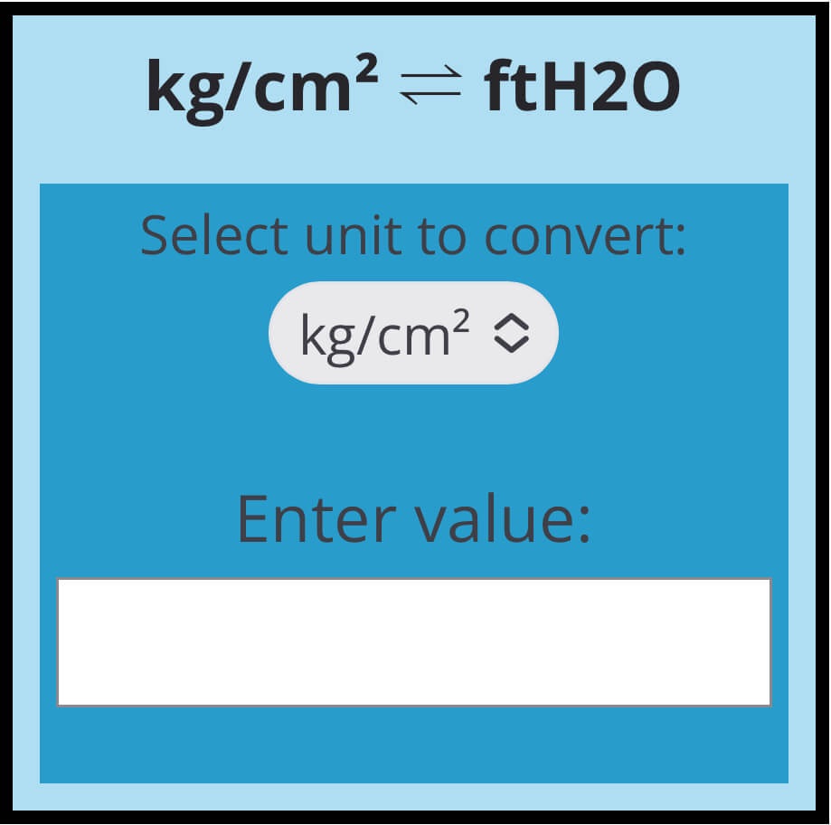 Kg cm2 To FtH2O Pressure Conversion Kg cm2 To FtH2O Pressure Conversion