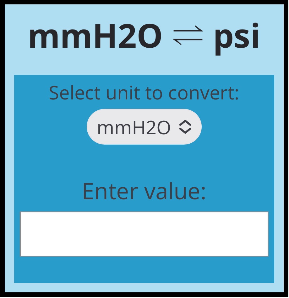 MmH2O To Psi Pressure Conversion MmH2O To Psi Pressure Conversion