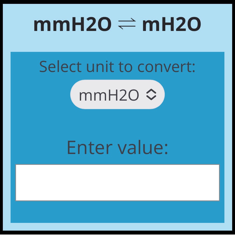 MmH2O To MH2O Pressure Conversion MmH2O To MH2O Pressure Conversion