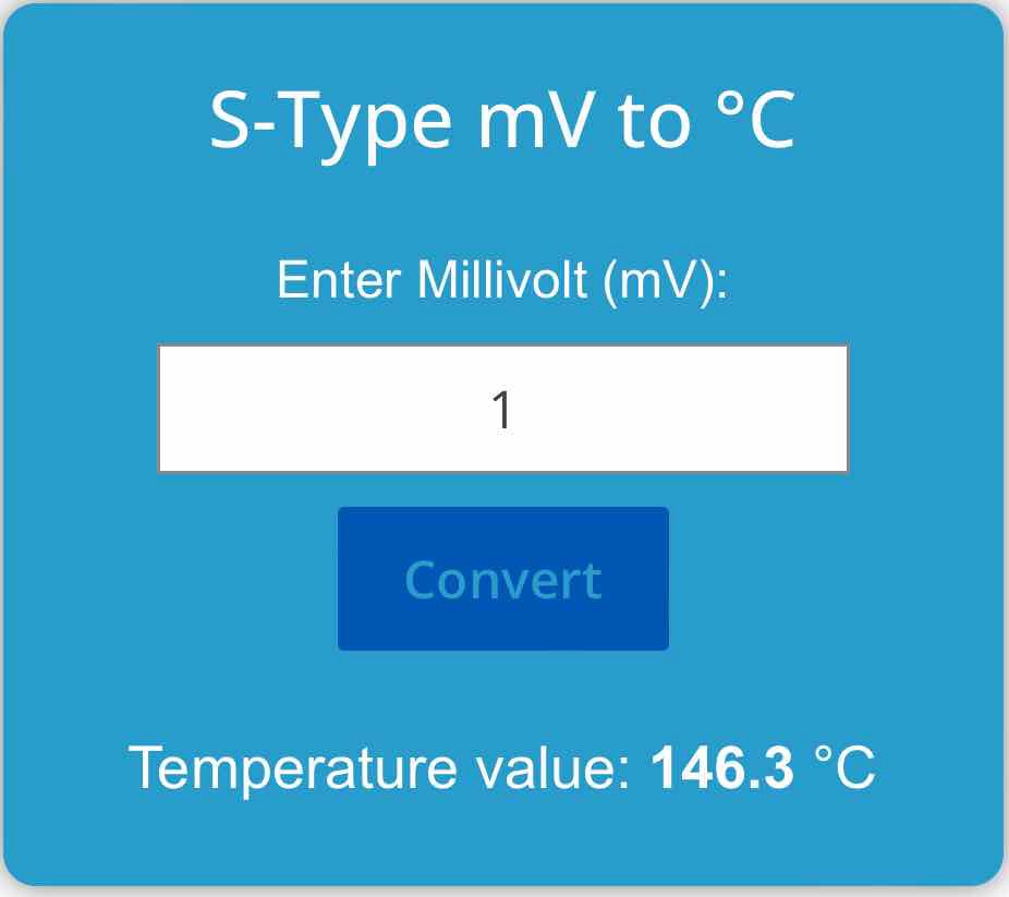 S Type Thermocouple mV to Temperature | Instrumentation
