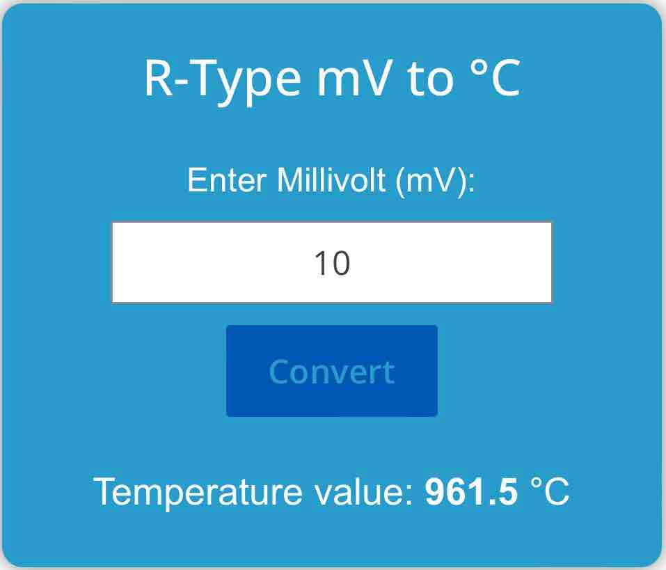 R-Type Thermocouple mV to Temperature | Instrumentation