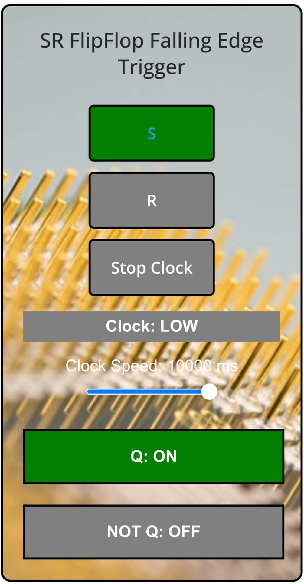 SR FlipFlop Falling Edge Trigger – Free Online Logic Simulator